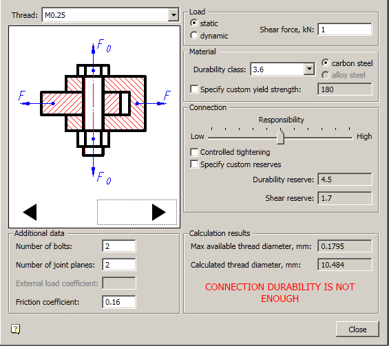 Fastening calculation