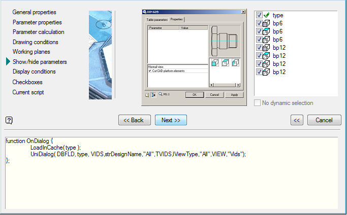 Show / Hide parameters