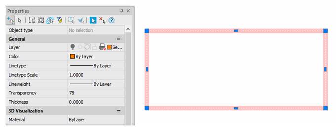 Objects’ Properties. Managing the transparency of objects. Free CAD for Windows