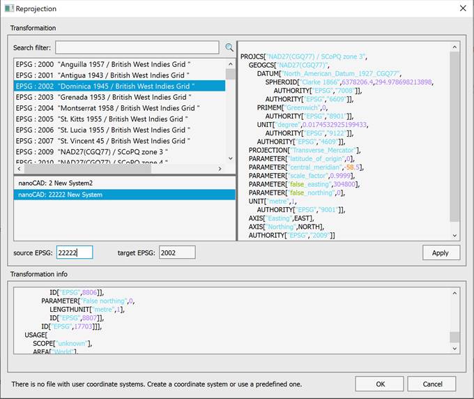 Recalculation of Coordinates